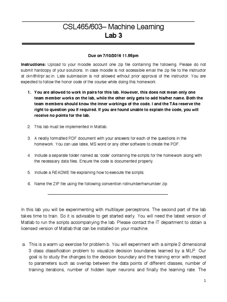 CSL465/603 - Machine Learning | PDF | Standard Deviation | Machine Learning
