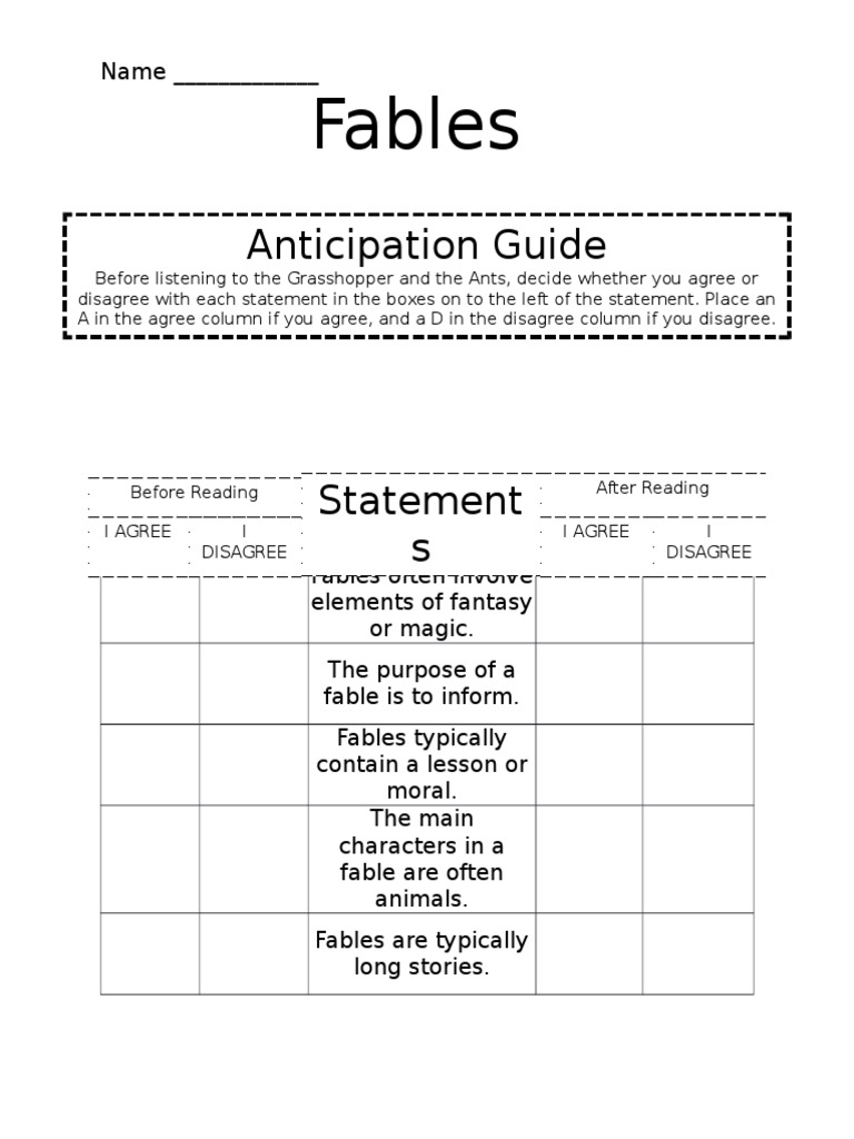 Anticipation Guide | PDF