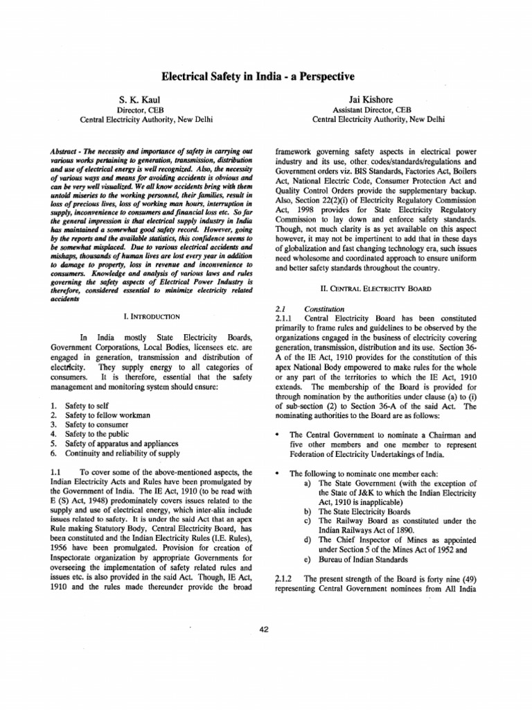 Electrical Safety in India | PDF | Government Of India | Safety