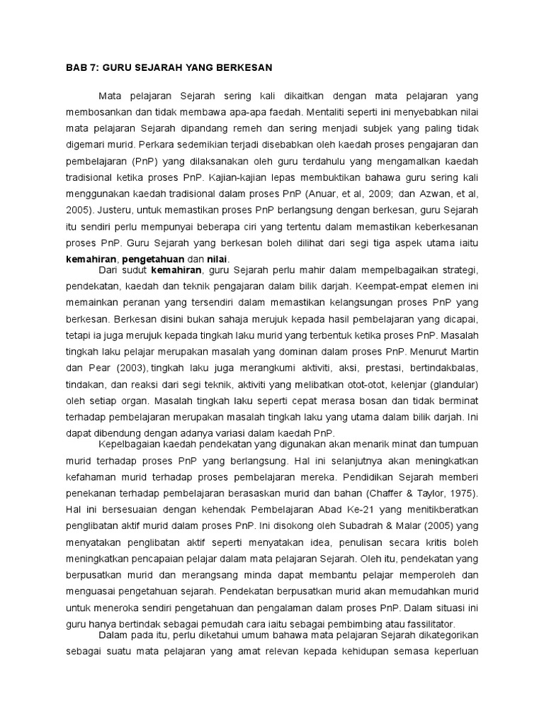 SJHK3063 Bab 7 Ciri-Ciri Guru Berkesan | PDF