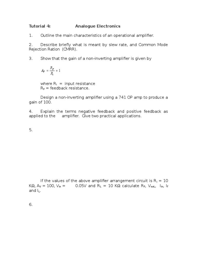 Tutorial 4: Analogue Electronics | PDF