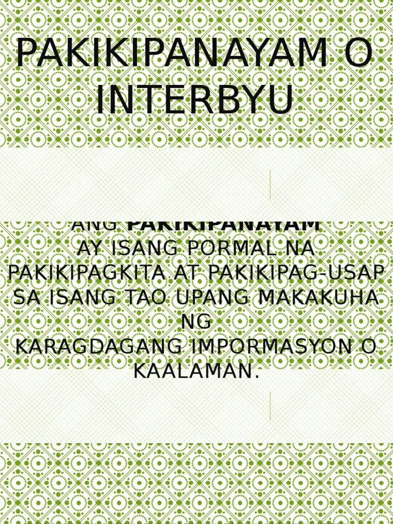 Pakikipanayam o Interbyu | PDF