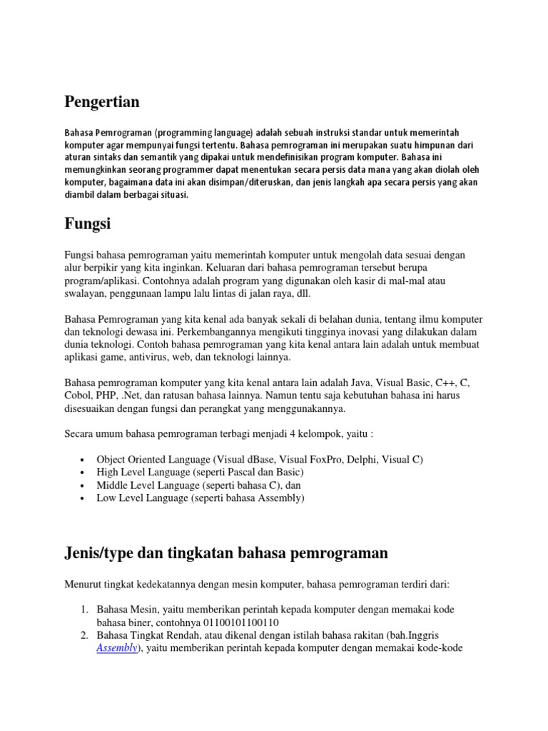 Tingkatan Bahasa Pemrograman Komputer | PDF | Seni | Komputer