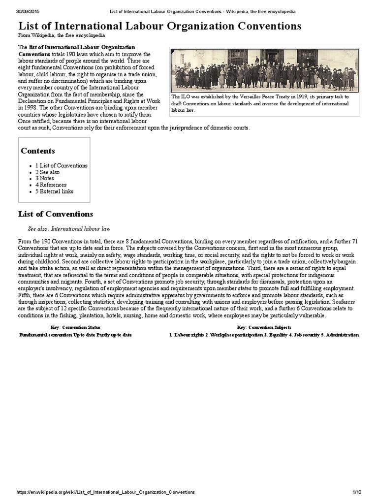 List of International Labour Organization Conventions - Wikipedia, The ...