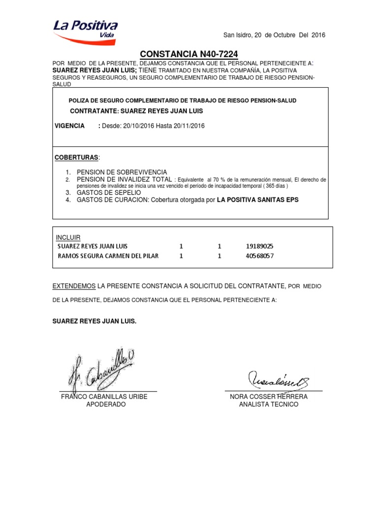 Constancia SCTR Pension y Salud | PDF