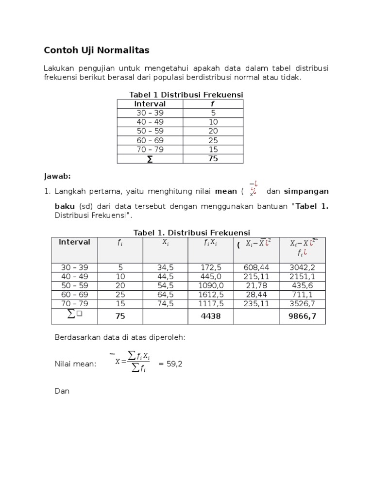 Contoh Uji Normalitas | PDF