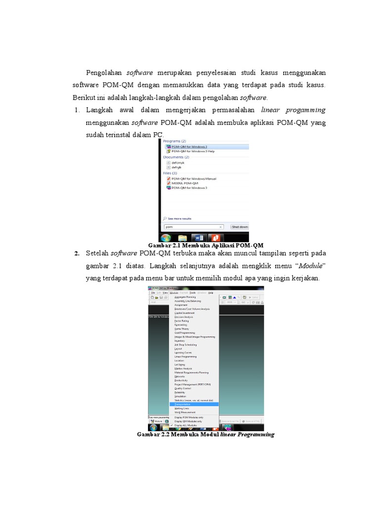 Panduan POM-QM untuk Linear Programming | PDF