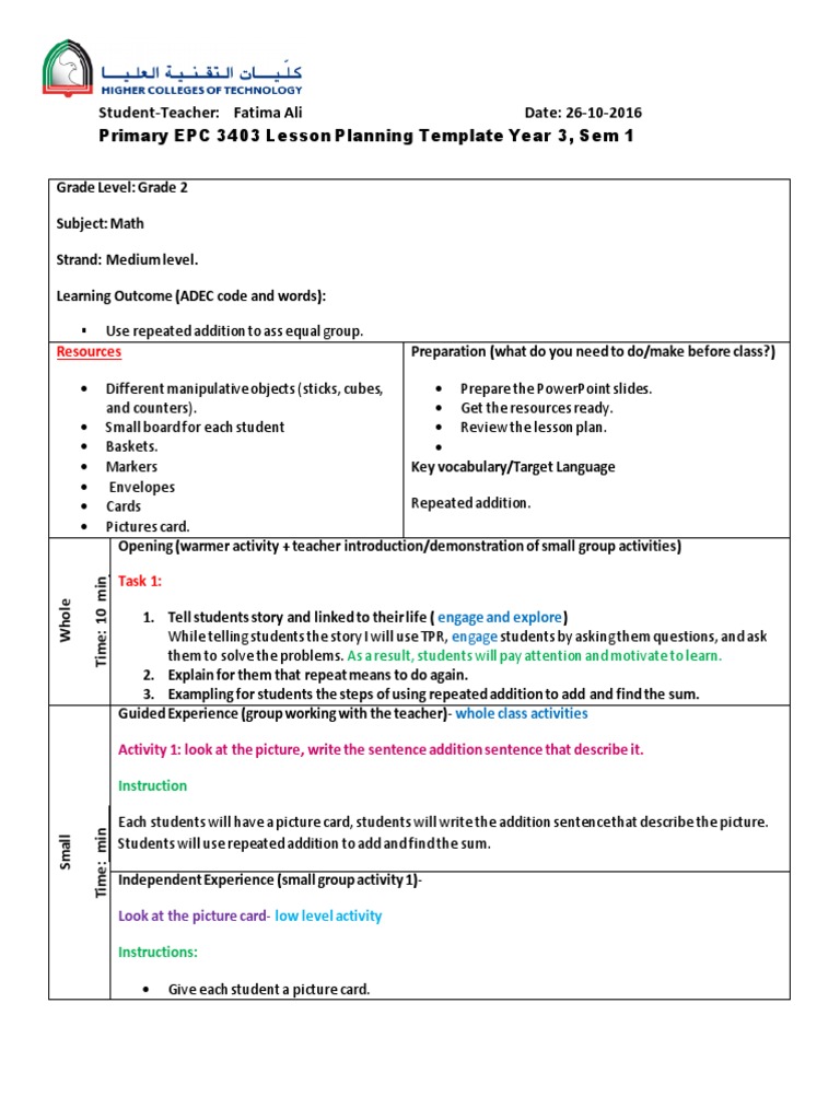 Grade 2 Repeated Addition Lesson Plan | PDF | Learning Styles | Lesson Plan