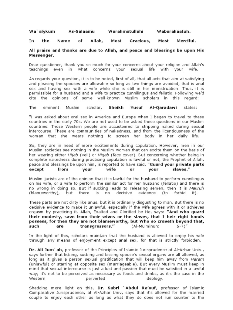 About Oral Sex In Islam Pdf Sexual Intercourse Hijab