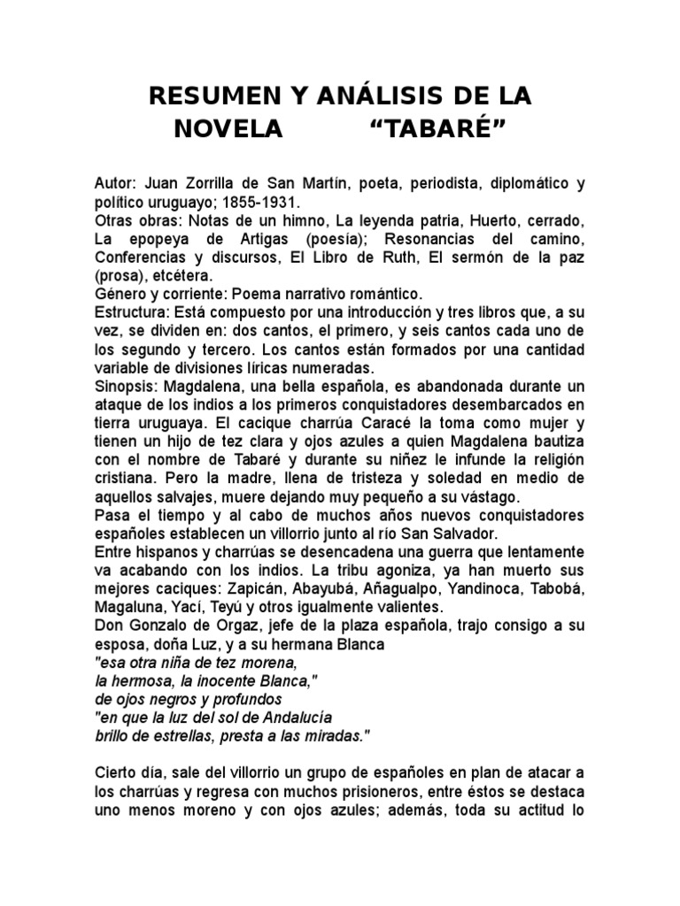 Resumen y Análisis de La Novela TAbare | PDF | Poesía