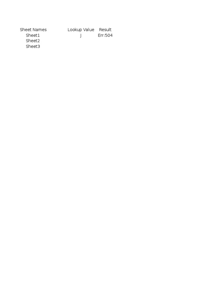 Sheet Names Lookup Value Result Sheet1 J Err:504 Sheet2 Sheet3 | PDF