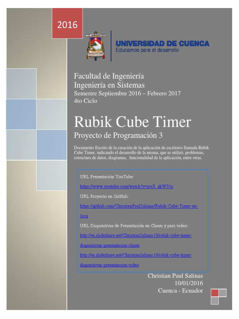Rubik Cube Timer en Java | PDF | Java (lenguaje de programación ...