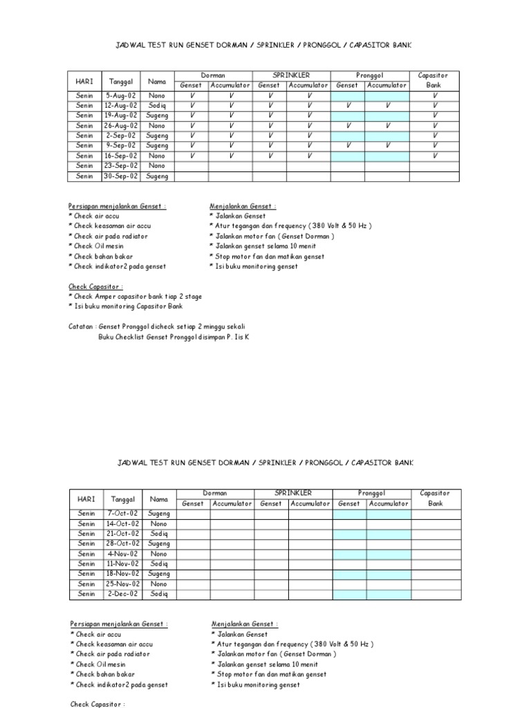Test Run Genset | PDF