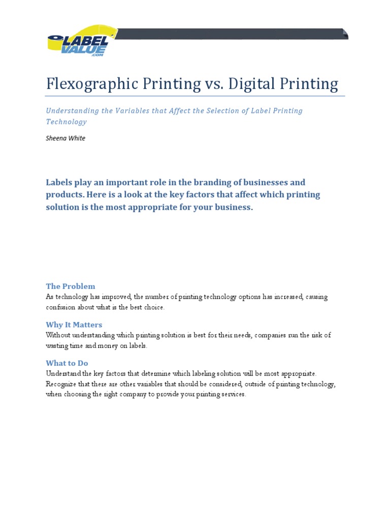 Label Printing: Flexo vs. Digital | PDF | Printing | Printmaking