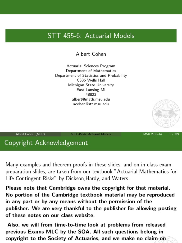 Actmodels PDF | PDF | Actuarial Science | Insurance