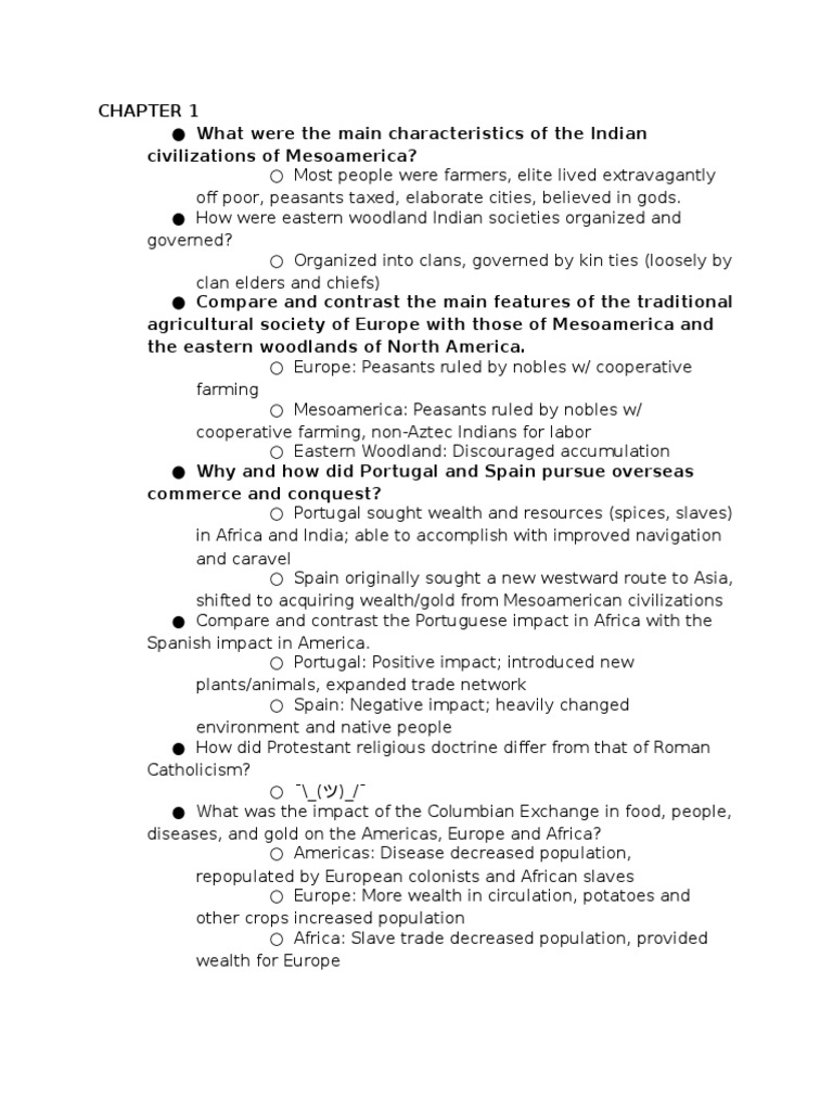America' S History (Henretta) - Chapter Questions | PDF | Native ...