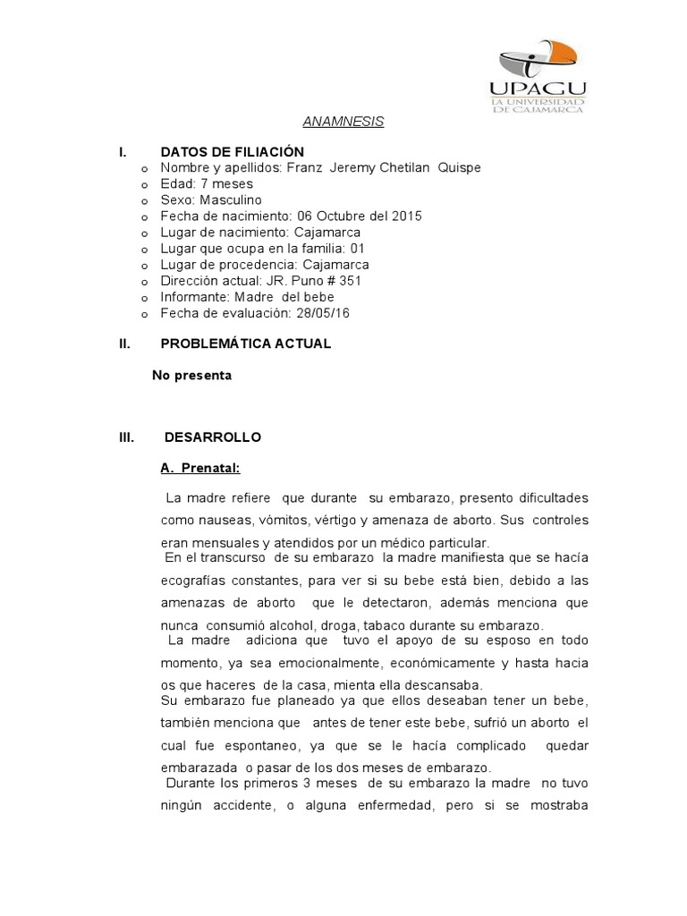Anamnes I | PDF | El embarazo | Parto