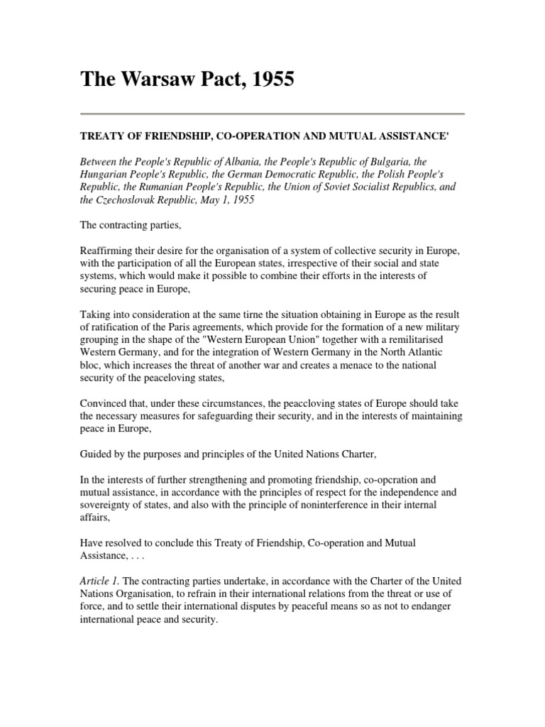 The Warsaw Pact | Warsaw Pact | Treaty