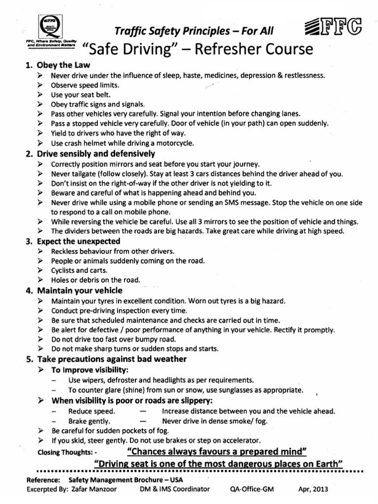 Safe Driving - Tips | PDF | Traffic | Road Transport