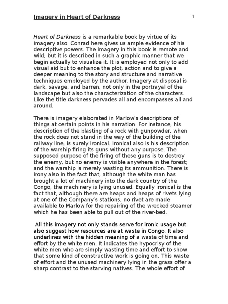 Imagery in Heart of Darkness | PDF | Heart Of Darkness | Kurtz (Heart ...