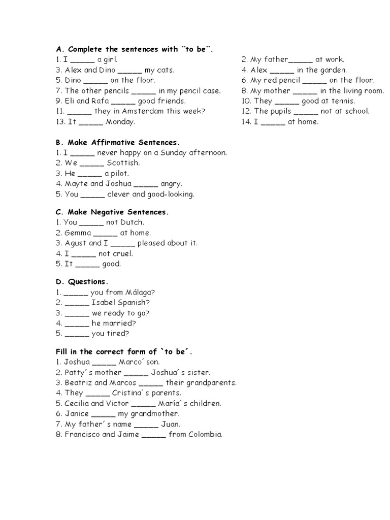 To Be - Exercises | PDF