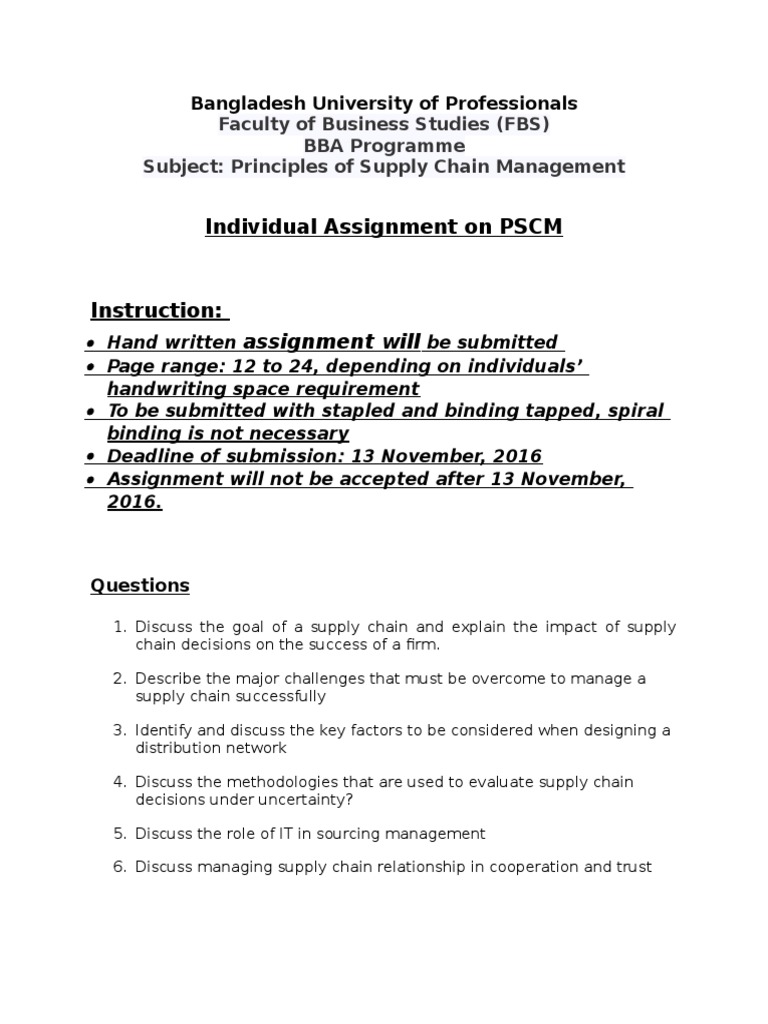 Individual Assignment On PSCM | PDF