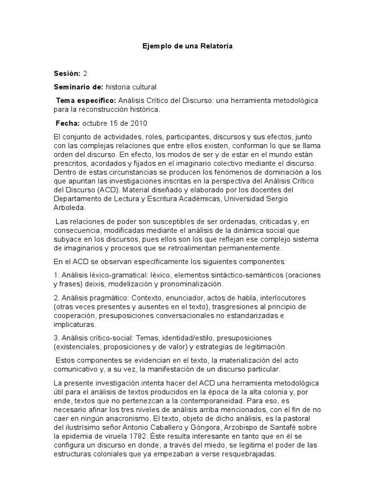 Ejemplo de Una Relatoría | PDF