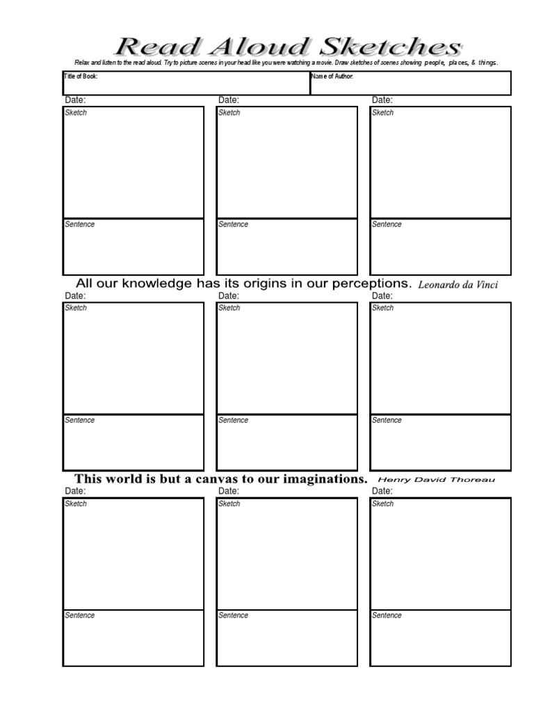 Read Aloud Sketching Activity Guide | PDF | Language Arts & Discipline