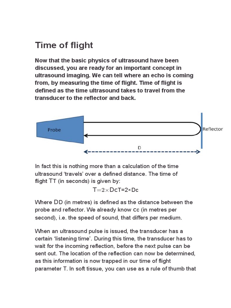 Time of Flight: T T 2×Dc D C | PDF | Medical Ultrasound | Medical Imaging