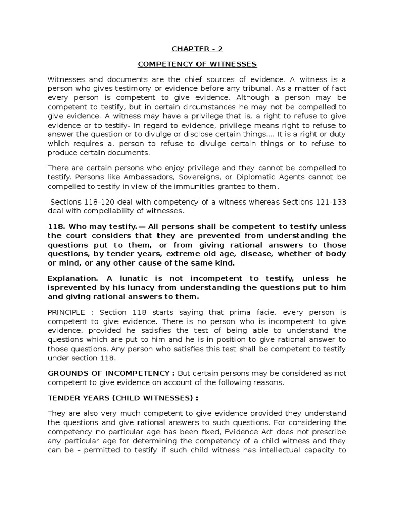 Competency of Witness | PDF | Magistrate | Witness