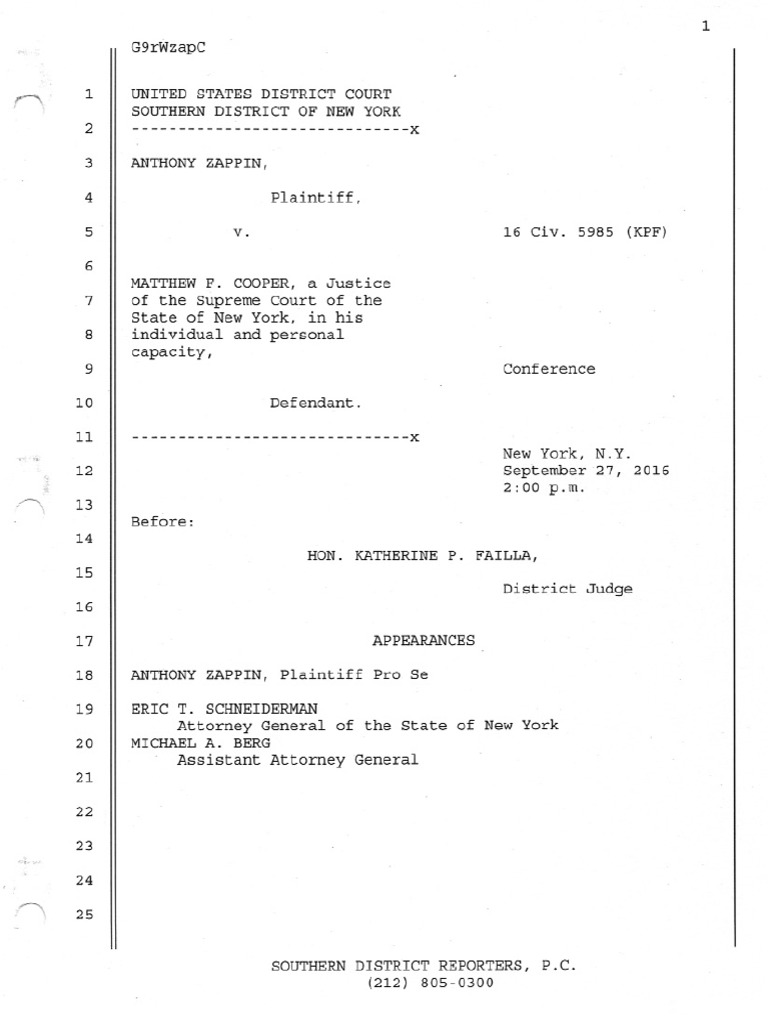 Zappin V Cooper Transcript | PDF