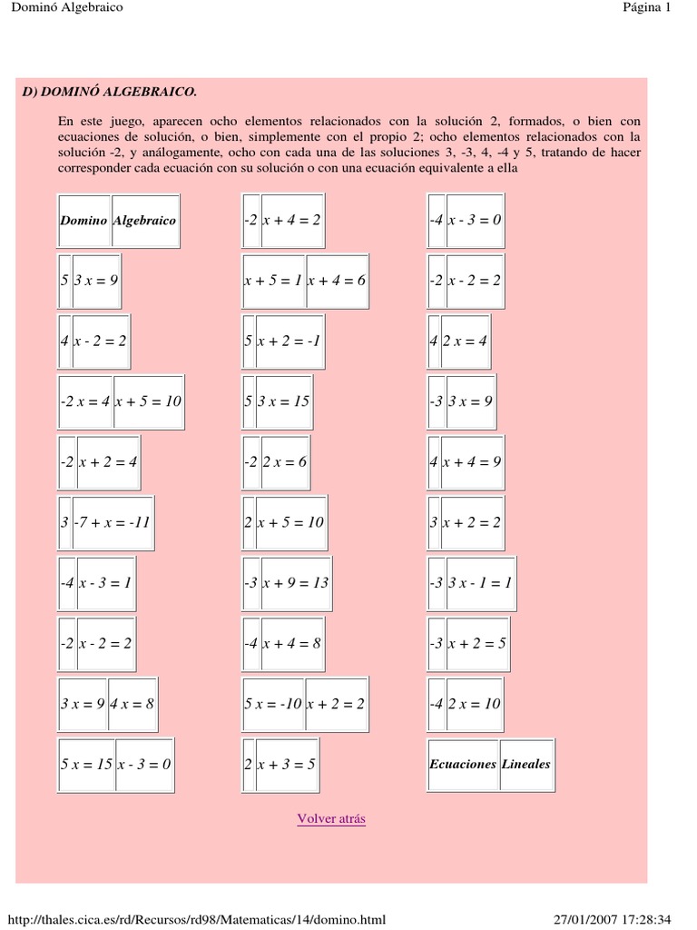 Dominó Algebraico | PDF