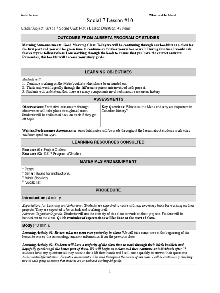 Social 7 Lesson 10 | Download Free PDF | Educational Assessment ...