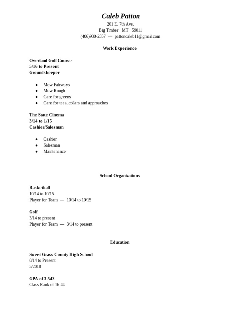 Resume Template High School Graduate | PDF