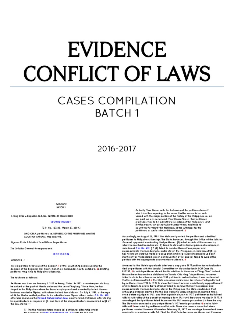 Evidence Conflict Cases Compilation Batch 1 | PDF | Evidence (Law ...