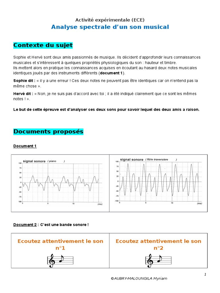 Analyse Spectrale Dun Son Musical | PDF | Hauteur (musique) | Son
