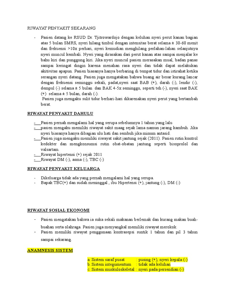 Riwayat Penyakit Sekarang | PDF