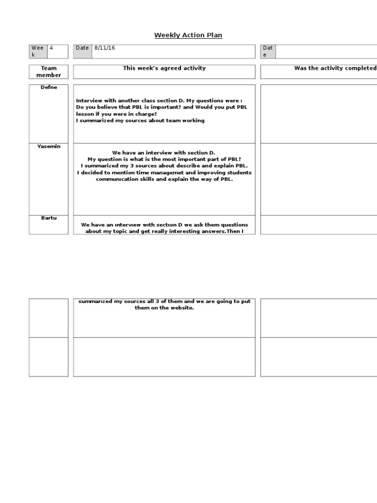 Weekly-Action-Plan 3 | PDF