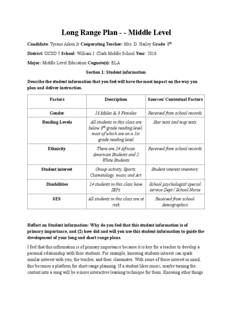 Long Range Plan | PDF | Educational Assessment | Classroom Management