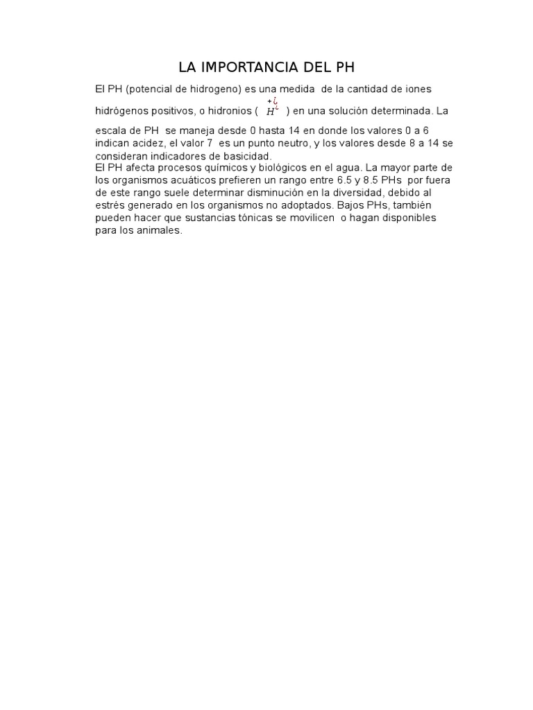 La Importancia Del PH | PDF | Ph | Química analítica
