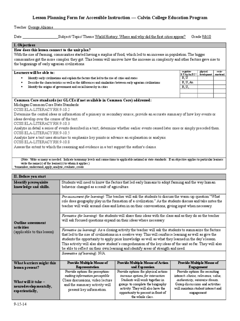 Lesson Plan 4 | PDF | Learning | Cognition