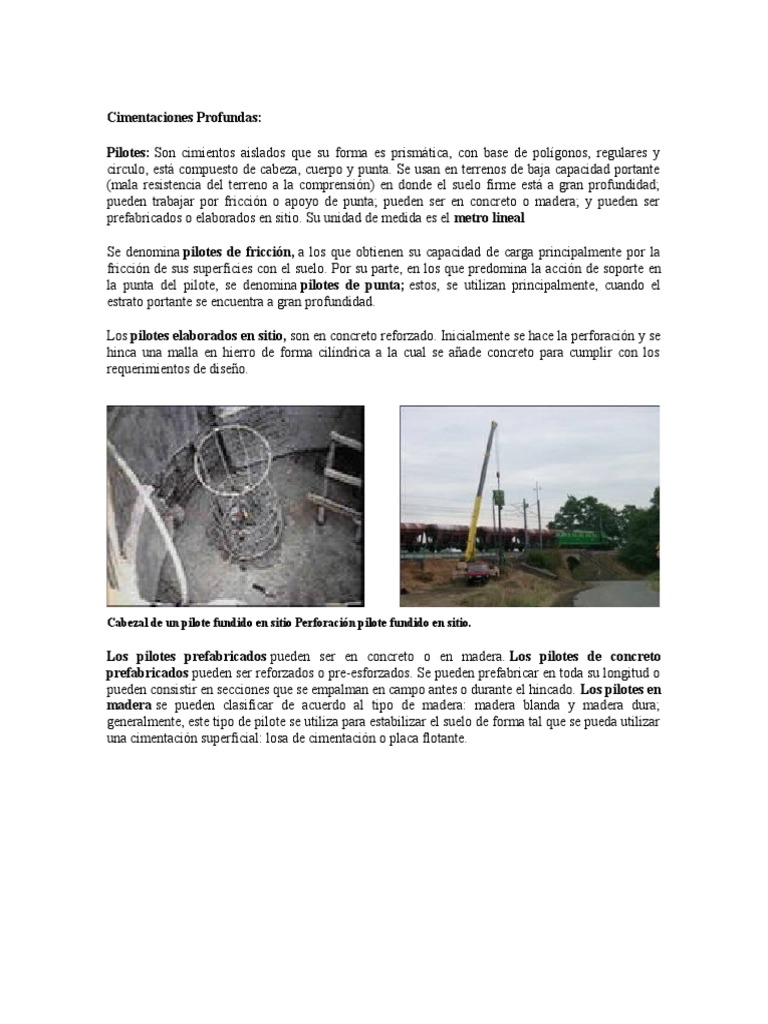 Cimentación por Pilotes: Tipos y Proceso | PDF | Fundación (Ingeniería ...