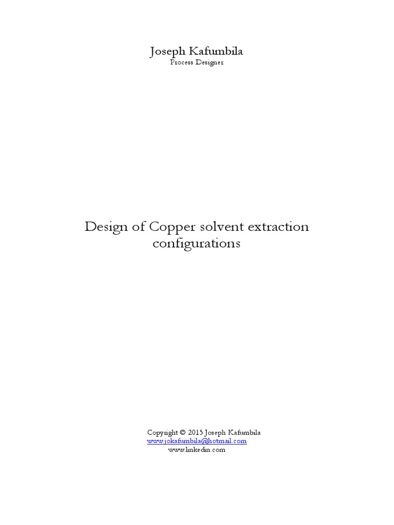 Design of Copper Solvent Extraction Configurations | PDF | Dissociation (Chemistry) | Chemical ...
