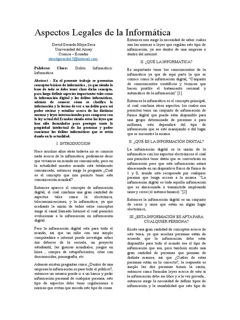Aspectos Legales de La Informática | PDF | Información | Moralidad