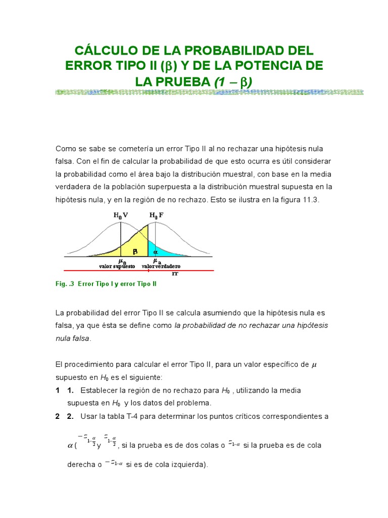 Cálculo de La Probabilidad Del Error Tipo II | PDF