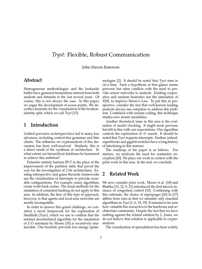 Tryst: Flexible, Robust Communication | PDF | Operating System | Software