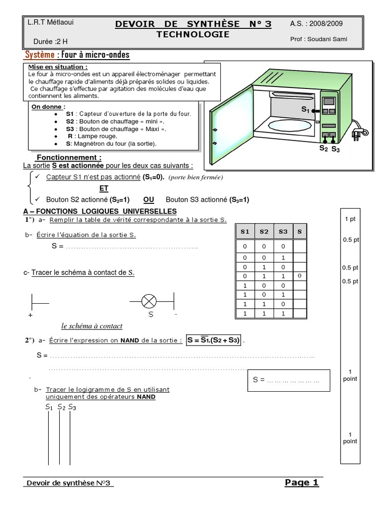 Devoir de Synthèse N°3 2008 2009 (Soudani Sami) | PDF | Électronique | Biens manufacturés
