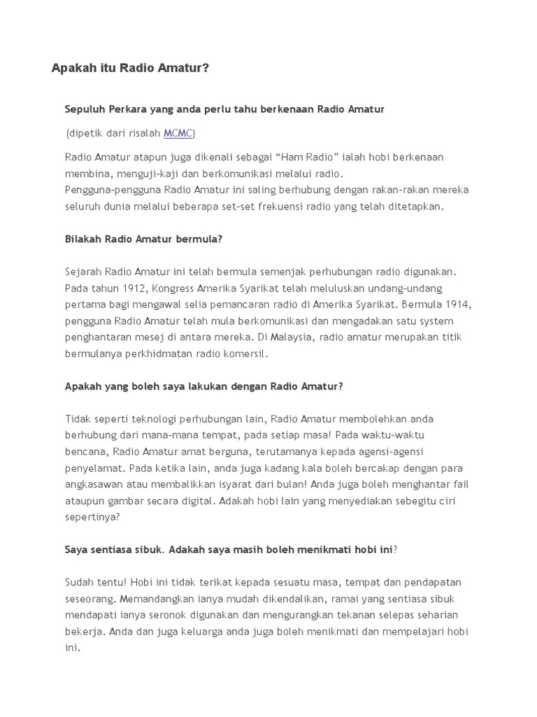 Apakah Itu Radio Amatur | PDF