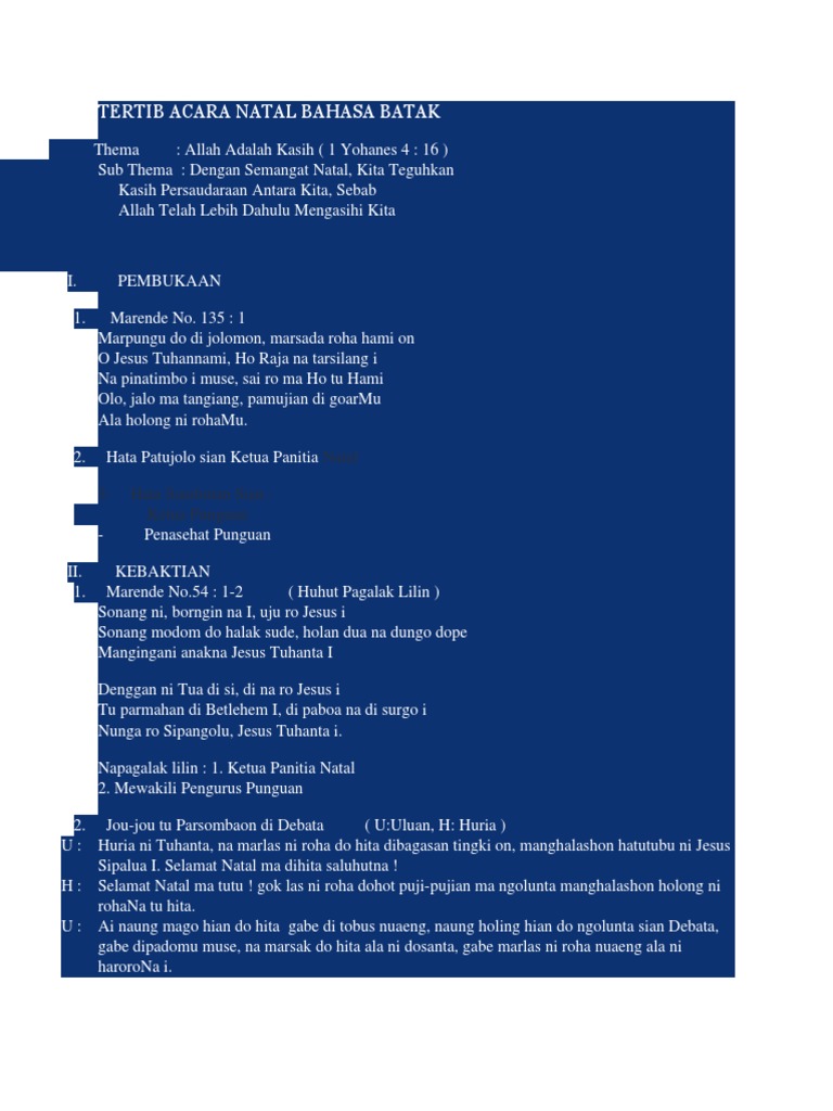 Tertib Acara Natal Bahasa Batak | PDF