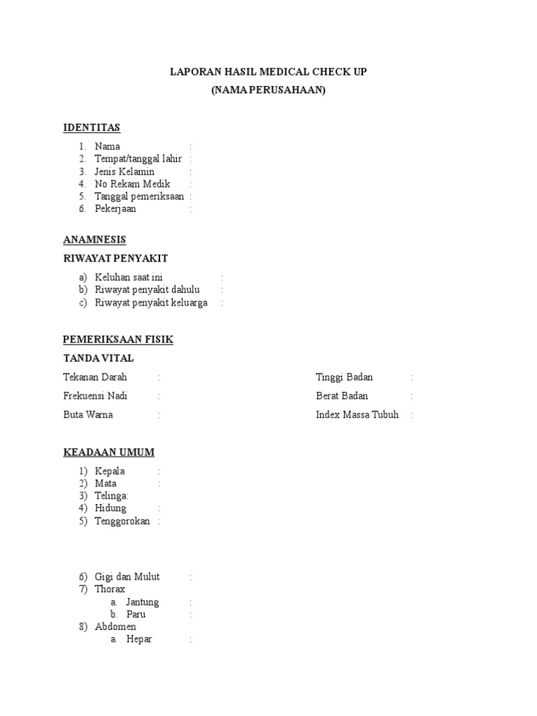 Laporan Hasil Medical Check Up | PDF
